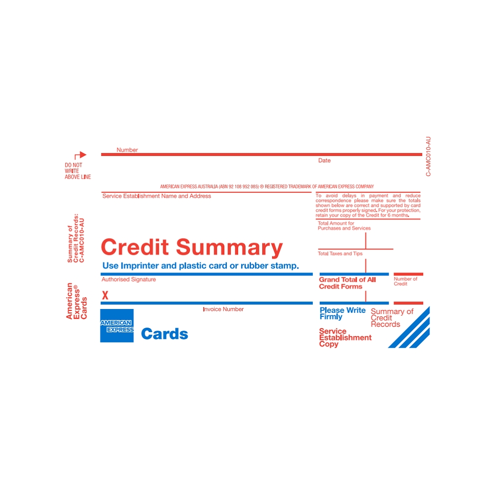 Credit Summary of Charge (TCR) Forms - Pack of 25 | American Express ...